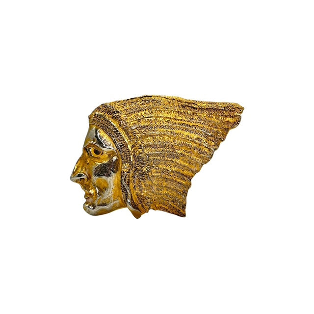 Christopher Ross Vintage Indian Chief Head Gold Plated Brass Belt ...