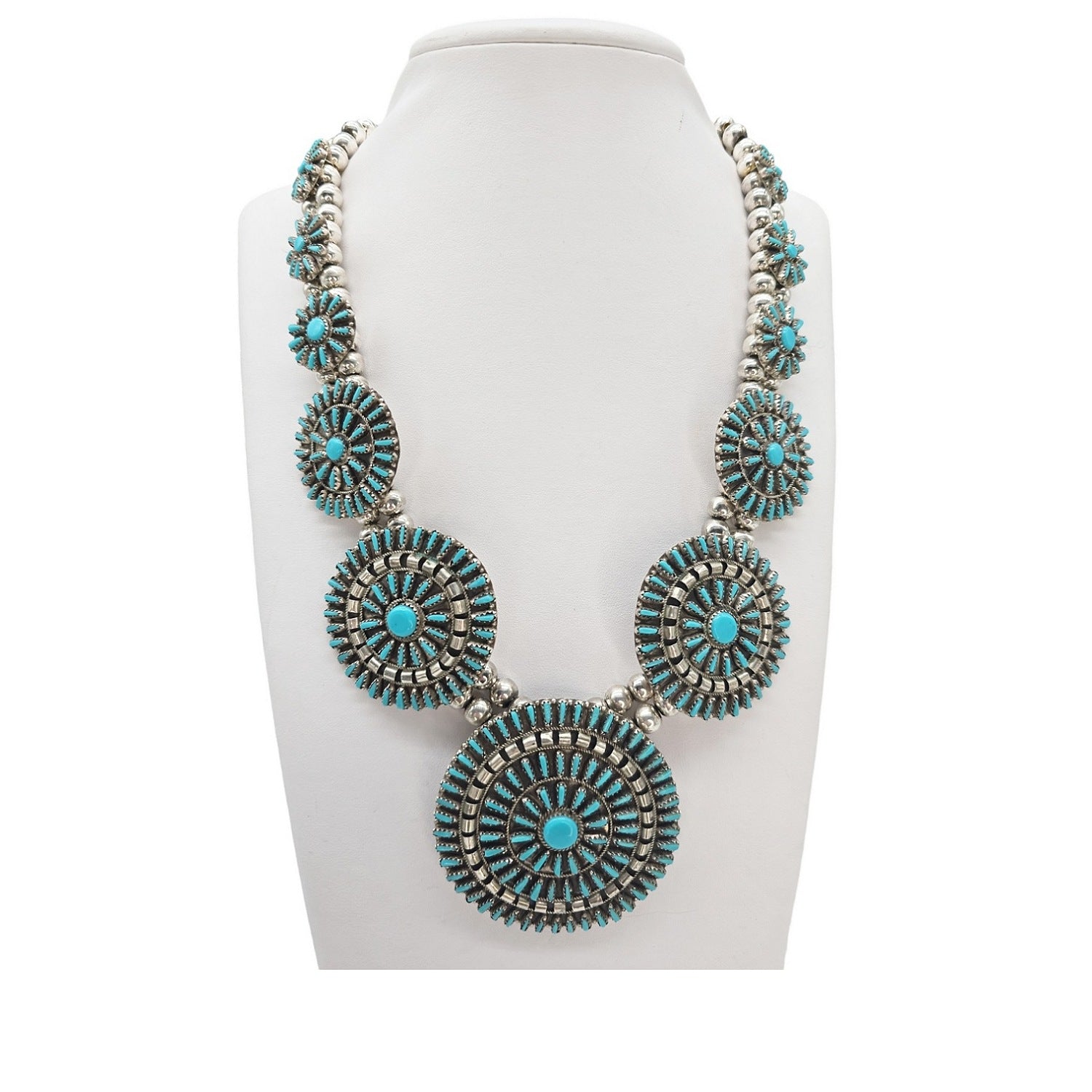 Navajo Violet and Jeffrey Begay Sterling Silver Petit Point Turquoise ...