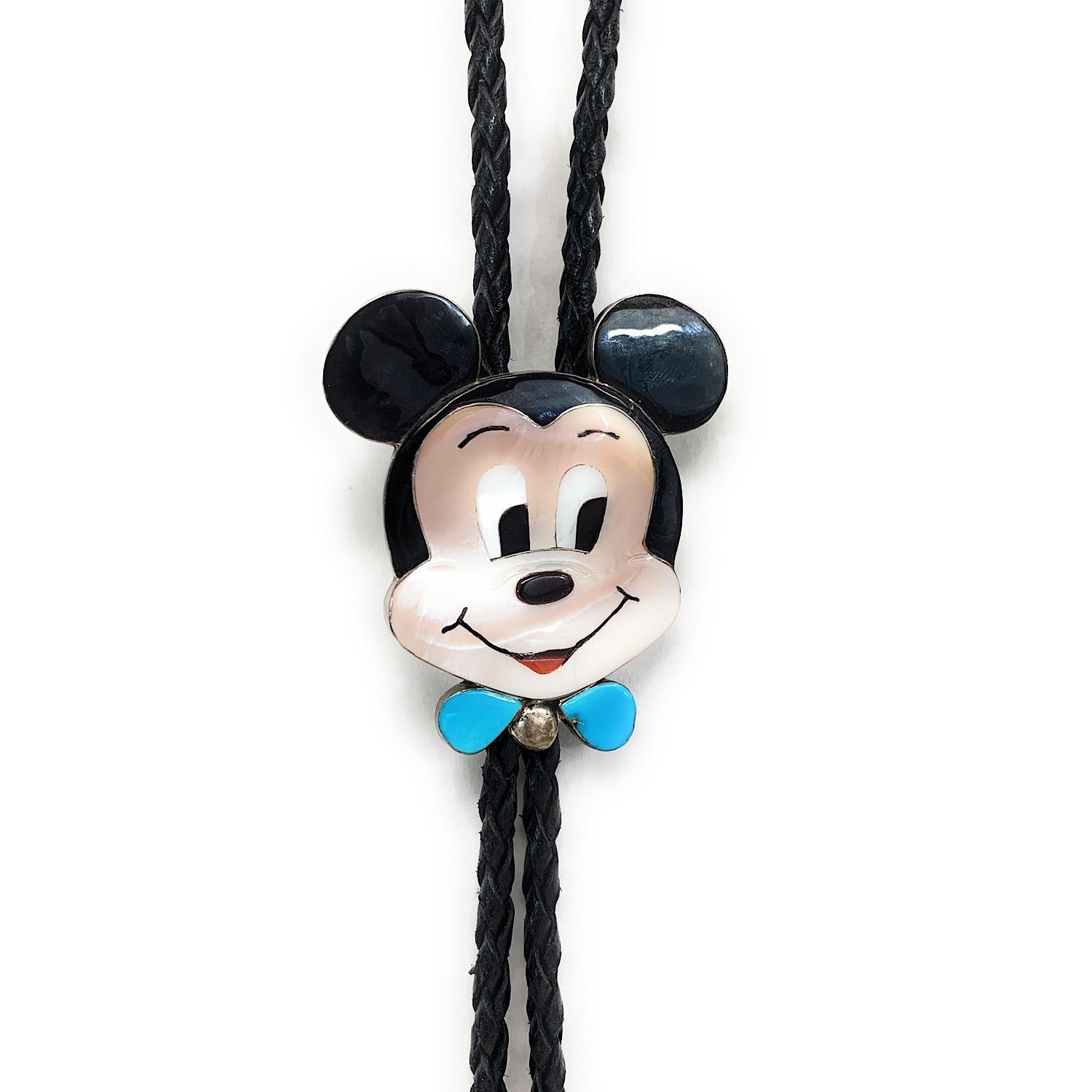 Native American Vintage Sterling Silver Multi Stone Inlay Mickey Mouse ...