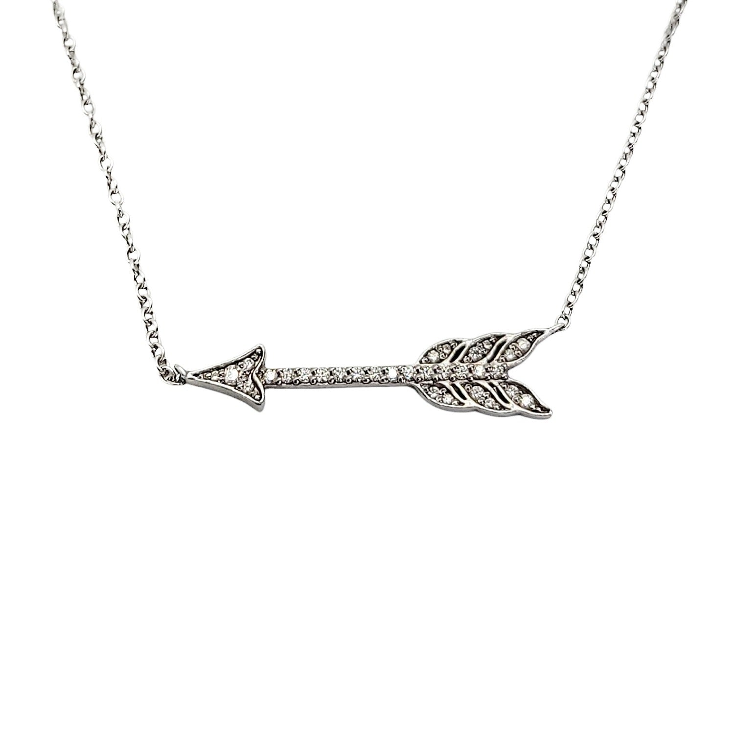 Tiffany & Co Platinum Diamond Arrow Pendant Necklace - TheRelux.com