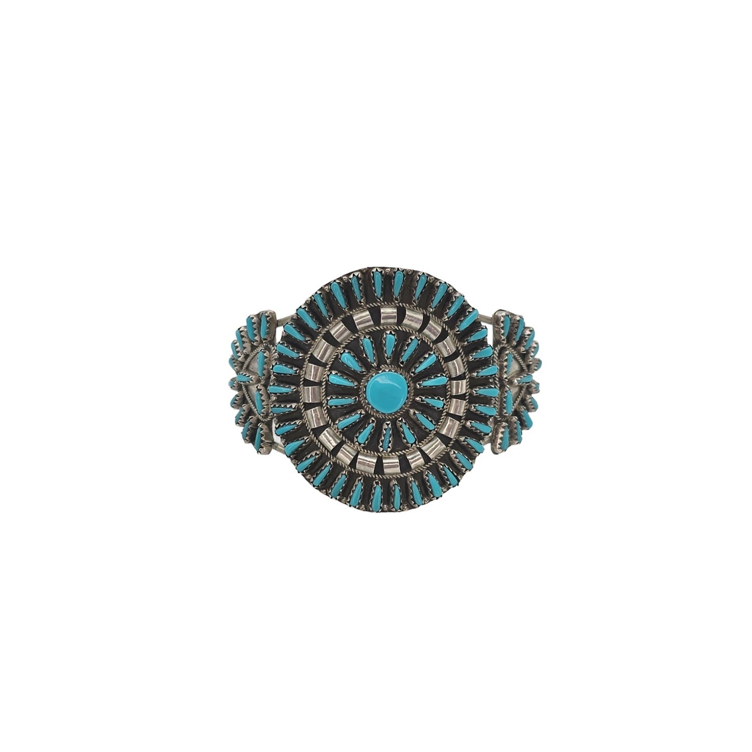 Navajo Sterling Silver & Petit Point Turquoise Cuff Bracelet By Violet ...