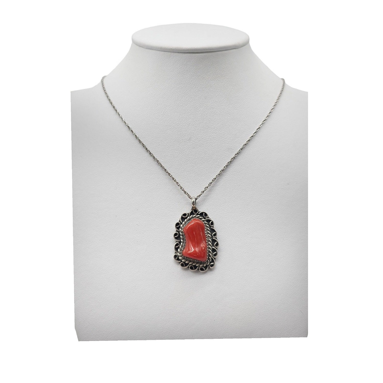 Navajo Oxblood Coral Sterling Silver Pendant | The ReLux