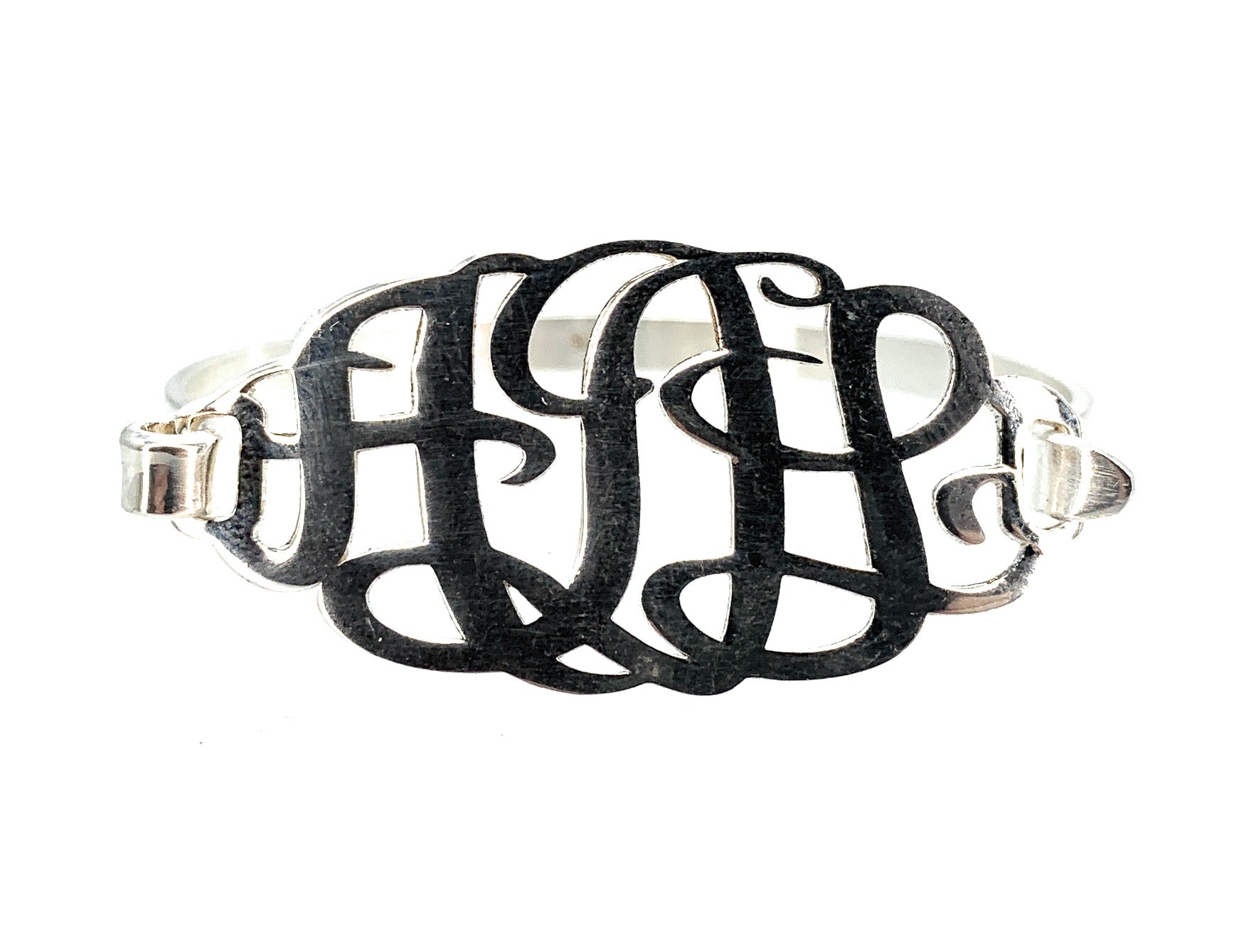 Sterling Silver 'HDL' Monogram Hinged Bangle Bracelet - TheRelux.com